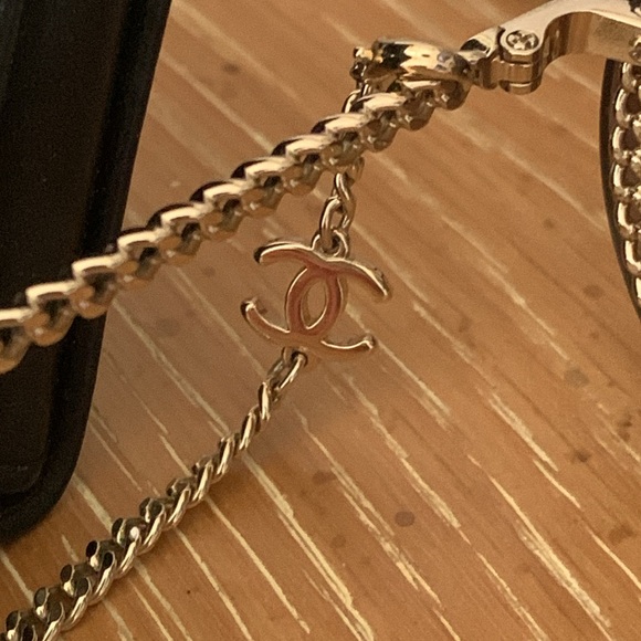 CHANEL | Accessories | Chanel Sunglasses With Chanel Logo Chain | Poshmark